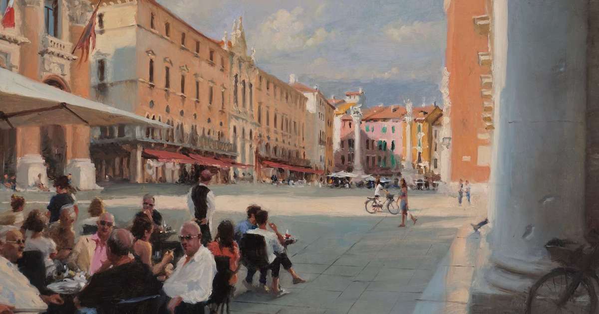 Michael Alford | Cafe on the Piazza Dei Signori | Wimbledon Fine Art